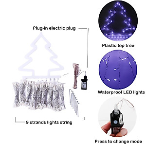 GIHOO Christmas Outdoor Lights Decorations 317 LED 10FT X9 Outdoor Tree String Lights Christmas New Year Garland Outdoor for Bar Home Garden Christmas Tree Lights (White/Warm White by Random)