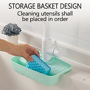 POROPL Kitchen Faucet Splash-Proof Draining Rack - Sink Water Collection Pad Non-Slip Countertop Pad, Kitchen Rag Sponge Wipe Draining Storage Rack Kitchen Bathroom Gadgets (Green)…