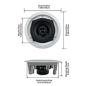 Acoustic Audio by Goldwood R-191 in Ceiling/in Wall Speaker Pair 2 Way Home Theater Surround Speakers,White,5.25-Inch