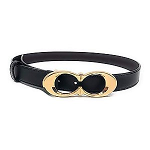 Coach Women's Signature Buckle Belt, 25mm (M, BLACK)