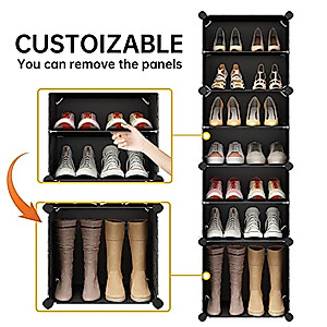 MAGINELS Shoe Rack Organizer for Entryway Closet Expandable 32 Pairs 8 Tier Shoe Storage Cabinet Narrow Standing Stackable Space Saver Shoe Rack for Entryway, Hallway and Closet,Grey