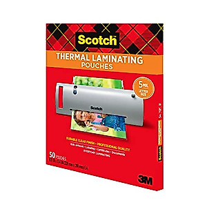 Scotch Thermal Laminating Pouches Premium Quality, 5 Mil Thick for Extra Protection, 50 Pack Letter Size Laminating Sheets, Our Most Durable Lamination Pouch, 8.9 x 11.4 inches, Clear (TP5854-50)