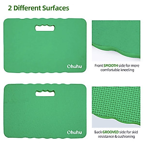 Ohuhu Garden Kneeler and Seat with Green Kneeling Pad, Upgraded Gardening Stool with Thicker and Wider EVA Foam Kneeling Pad Combo with 17x11x1.5 Inch Knee Mat