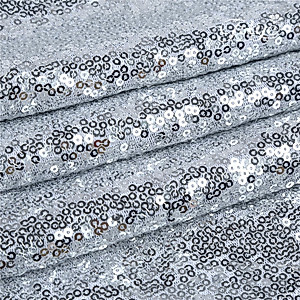 TRLYC 4Ft7Ft Silver Sequin Photo Backdrop Ceremony Background Shimmer Curtain for Wedding