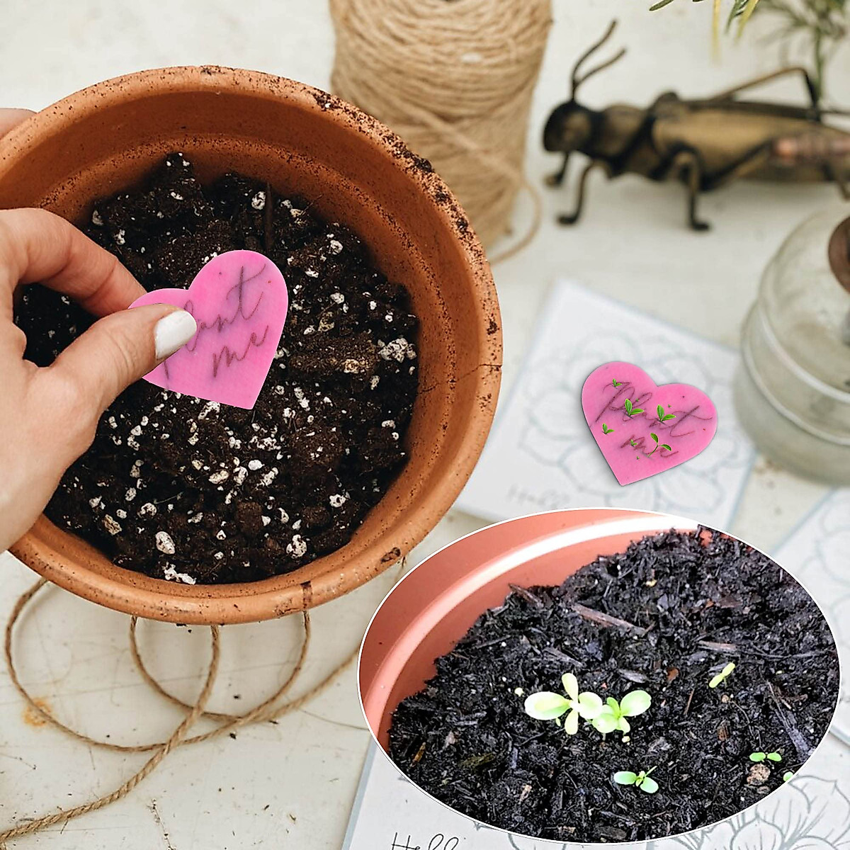 Plant Me Plantable Paper Seeded Paper Gift Wedding Party Favors for Guests- Bridal Shower Funeral Memorial Packets Hearts Only (Set of 50)