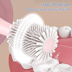 MQIZE Baby Toothbrush12 Months and up Replaceable Baby Tongue Cleaner 360 ° Clean with Baffle to Prevent Swallowing BPA Free Infant Toothbrush (Red)