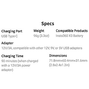 insta360 X3 Battery & Fast Charge Hub Bundle - Includes + 2 Batteries (1800mAh) for insta360 360 Camera (3 Items)