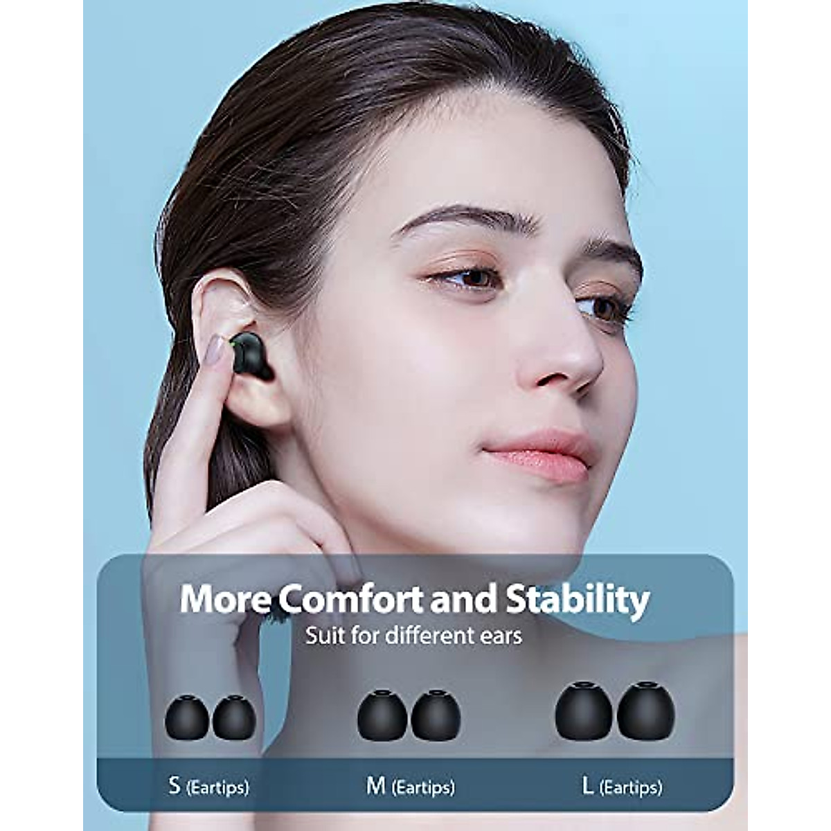 True Wireless Earbuds Headphones with Digital Power Display IPX7 Waterproof Ear Buds in-Ear Earphones for Android Gaming PC Computer Laptop TV Music Sport