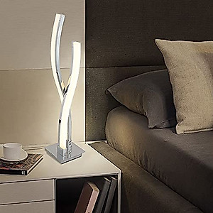 KARMIQI LED Table Lamps for Bedroom, Modern Bedside Lamp, Contemporary Arc Desk Lamp Nightstand Lamps for Living Room Guest Room