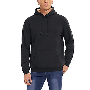 MAGCOMSEN Pullover Hoodie Men Heavyweight Hoodies for Men Pullover Sweatshirt for Men Sherpa Sweatshirts Athletic Hoodies Fleece Sweatshirts for Men Black
