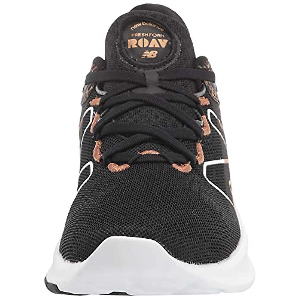 New Balance Women's Fresh Foam Roav V2 Sneaker, Black/White/Copper Metallic, 8