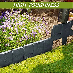 CYEAH Garden Edging Set of 20, 16 Ft Landscape Edging, Flower Bed Edging, DIY Plastic Fencing, Mitation Stone Effect Garden Borders for Lawn, Walkway