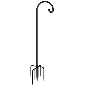Gtongoko Adjustable Shepherds Hooks for Outdoor 92 Inch Bird Feeder Pole with 7 Prongs Base, 5/8 Inch Thick Heavy Duty for Hanging Bird Feeder, Plant Baskets,1 Pack