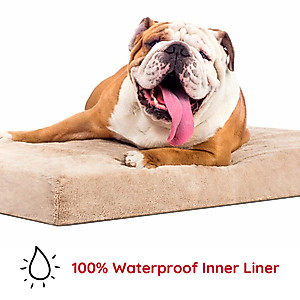 BRINDLE Waterproof Memory Foam Pet Bed - Removable and Washable Cover - 4 Inch Orthopedic Dog and Cat Bed - Fits Most Crates