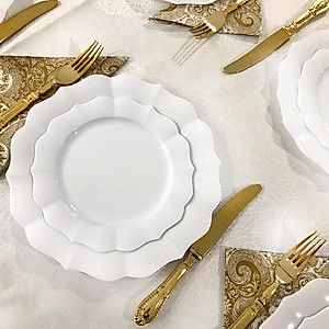 DecorLine Elegant Scallop Collection White Salad Plates - 7.5" (Pack of 10) - Premium Quality & Stylish Design - Perfect for Events, Parties, and Everyday Use