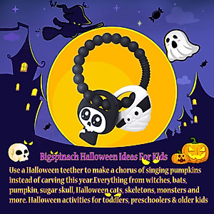 BIGSPINACH Mummy Teether and Cute Grim Reaper Ring Teether Halloween Activities Designed with a Bumpy Ring for Soothing and Ease of Grabbing