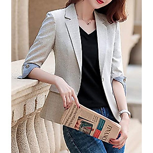 SUSIELADY Womens Notched Lapel Pocket Single Button Casual Work Office Blazer Jacket Slim Fit Blazer for Business Lady