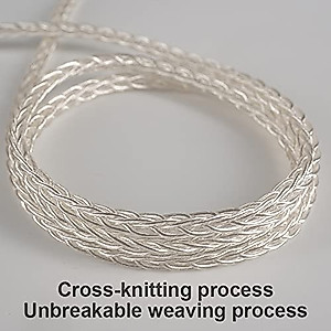 High Sound Quality 8 Strands 4N Pure Silver Earphone Wire MMCX 0.78mm 2Pin QDC TFZ Upgrade Earphone Cable Headphone Replacement Upgrade Cable (MMCX, 3.5mm)