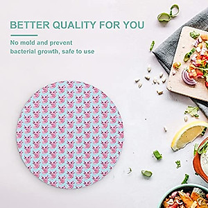Pink Axolotl Printed Round Cutting Board Glass Chopping Blocks Mats Food Tray for Home Kitchen Decoration