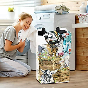 Tarity Cow Sheep Laundry Hamper 52L Large Laundry Baskets Oxford Collapsible Dirty Clothes Tote Storage Bag with Handles Foldable Washing Basket Bin for Bedroom Bathroom Closet