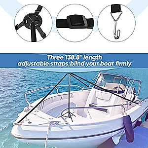 DACK Boat Cover Support Poles Stand System,Pontoon Boat Cover Support with Metal Tripod Base,27-59 inch Boat Cover Poles Adjustable with 3 Straps