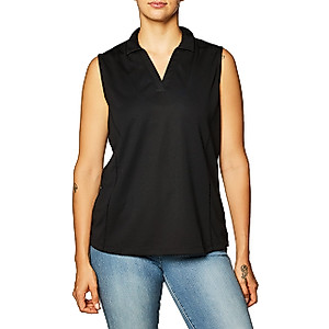 PGA TOUR Women's Airflux Sleeveless Golf Polo Shirt, Dark Caviar, Medium