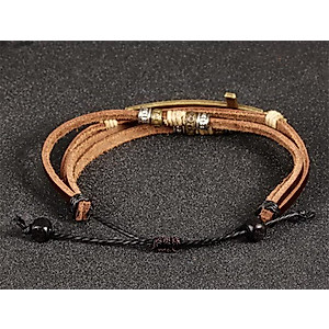 Feraco Religious Cross Wrap Bracelets Women Leather Christian Jewelry For Confirmation Gifts, Adjustable