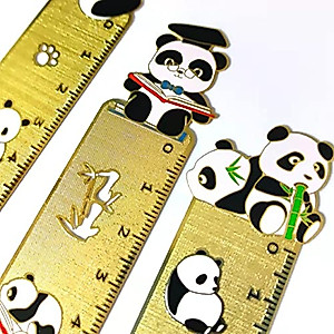 Zllada Metal Panda Bookmark - 3 Pieces Metal Hollow Stainless Steel - Cute Cartoon Bookmarks for Kids and Friends