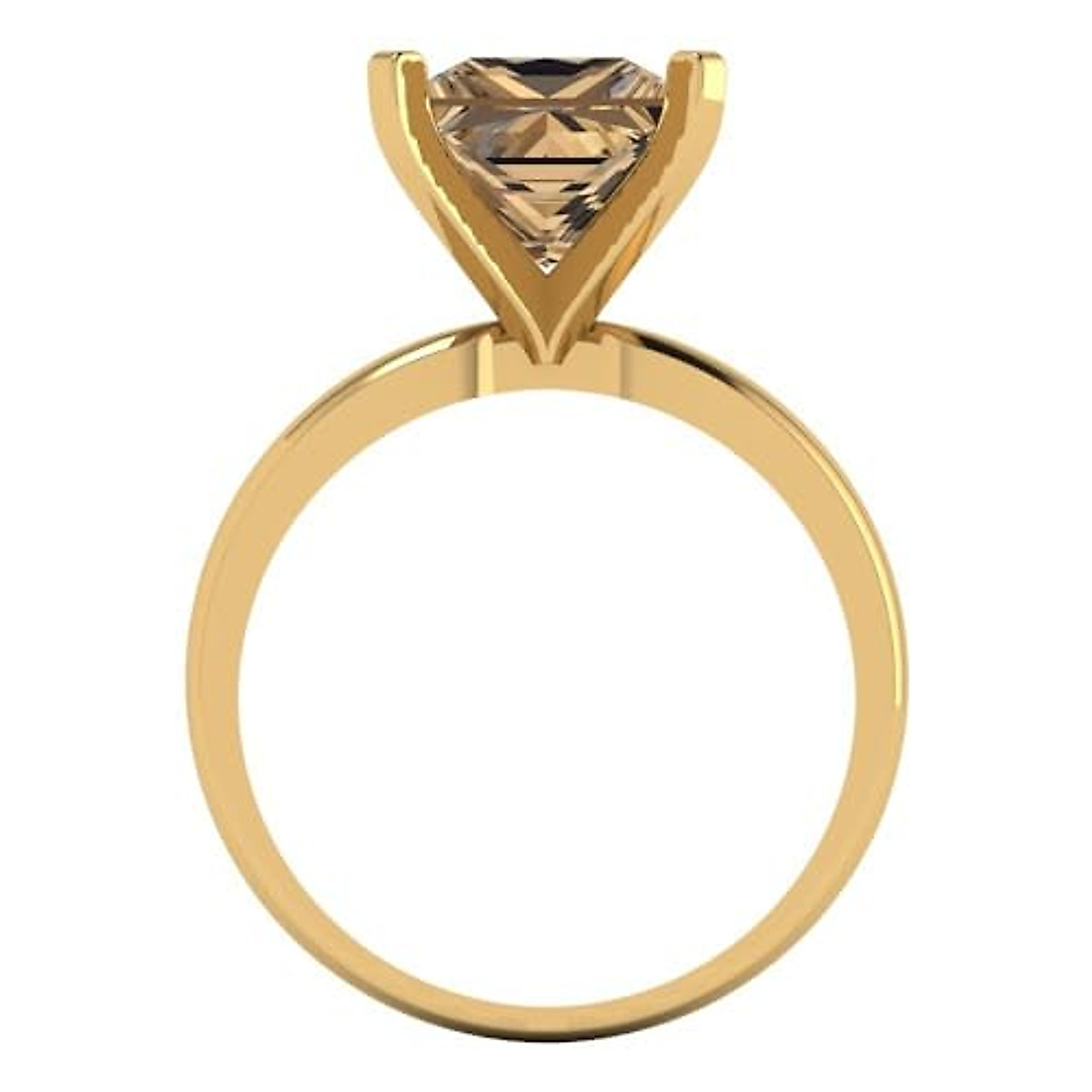 Clara Pucci 3.0ct Princess Cut Solitaire Champagne Simulated Diamond 4 Prong Engagement Bridal Anniversary Ring 18K Yellow Gold 7.75