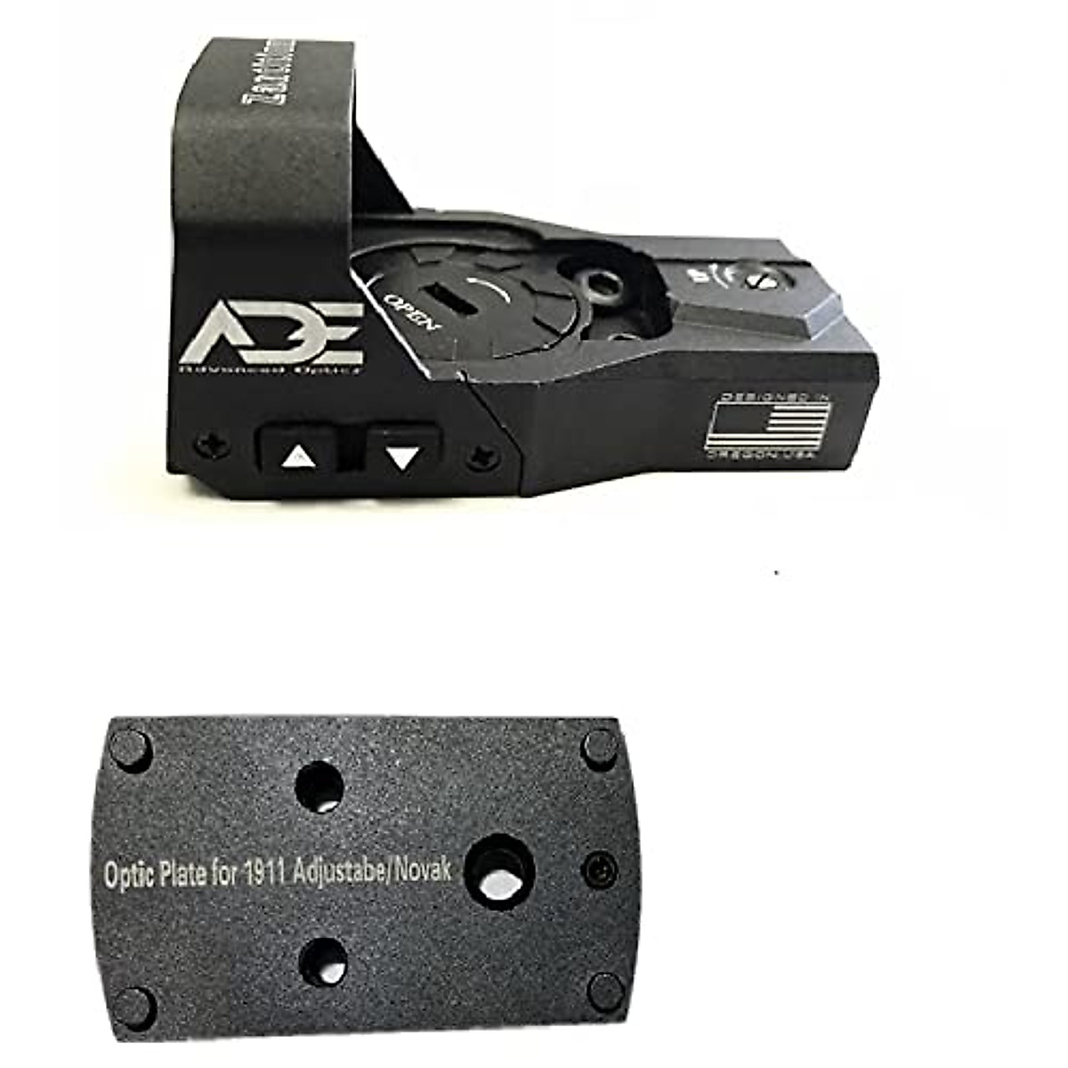 Ade Advanced Optics Zantitium RD3-015 Red Dot Sight + Optic Mounting Plate for 1911 Novak Rear Sight Pistol
