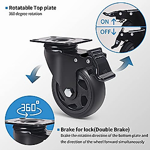 5 Inch Caster Wheels with Brake 2200lbs,Heavy Duty Casters Set of 4,Swivel Plate Casters with Double Ball Bearings,Premium PVC Furniture Caster Wheels for Carts,Workbench(Hardware Included)