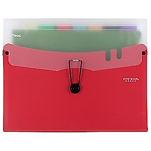 Five Star Expanding File with Removable Files, 7-Pocket Expandable File Folder, 13" x 10-1/4", Red (73944)