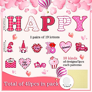 69 Pieces Valentine's Day Cutouts Romantic Gnome Heart Cutouts with 100 Pieces Glue Point Dots Valentines Day Bulletin Board Decorations Valentine Cardboard Paper Cutting for Classroom Decoration