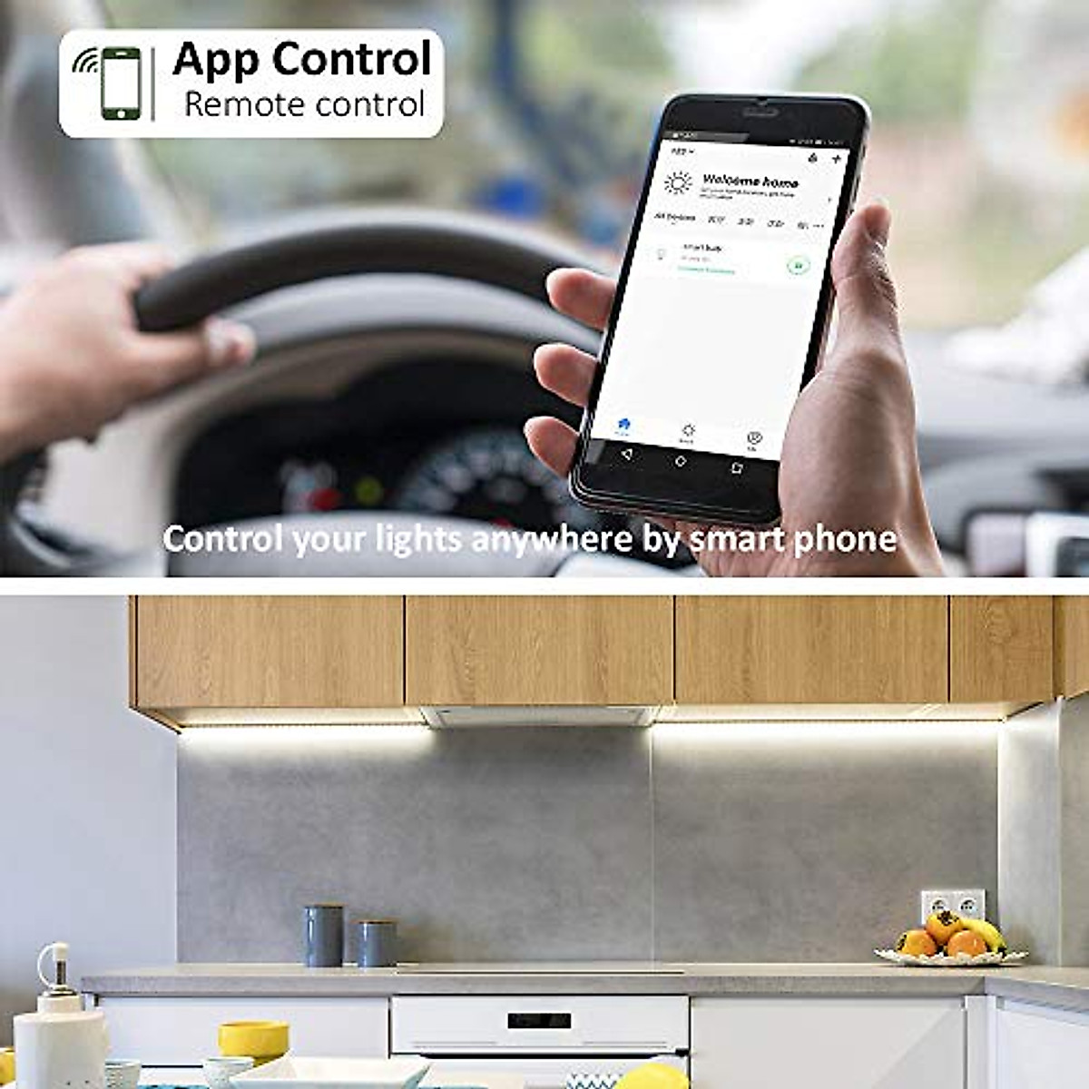 Smart Under Cabinet Lights Work with Alexa Echo, Google ,Siri, LED Light for Kitchen Shelf Counter Lighting with App, Voice Activated Dimmable and Linkable Warm to Cool White (3 Lights Bar Kit)