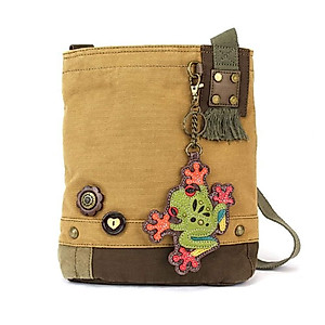 Chala Handbag Patch Crossbody FROG Brown Bag Canvas w/Coin Purse