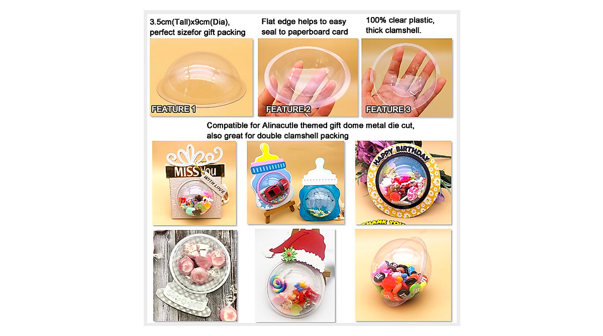 Alinacutle Clear Plastic Candy Domes for DIY Crafts & Gifts