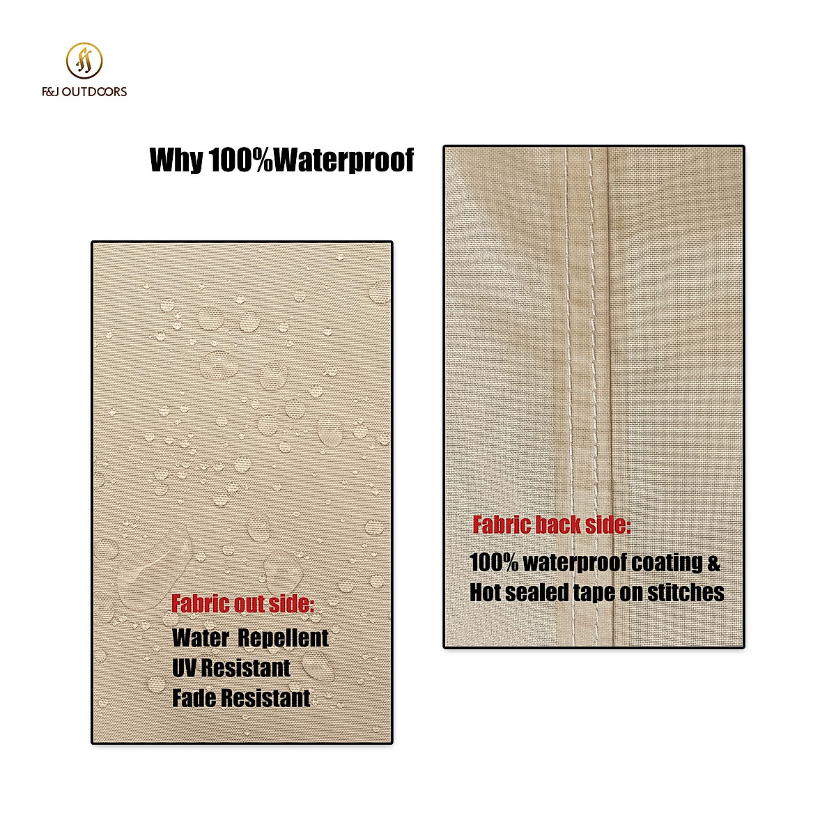 F&J Outdoors Waterproof Outdoor 7 Piece Patio Dining Furniture Cover with No Fade UV Protected Fabric, 90 x 60 x 27.5 Inch, 2 Tone Beige and Brown