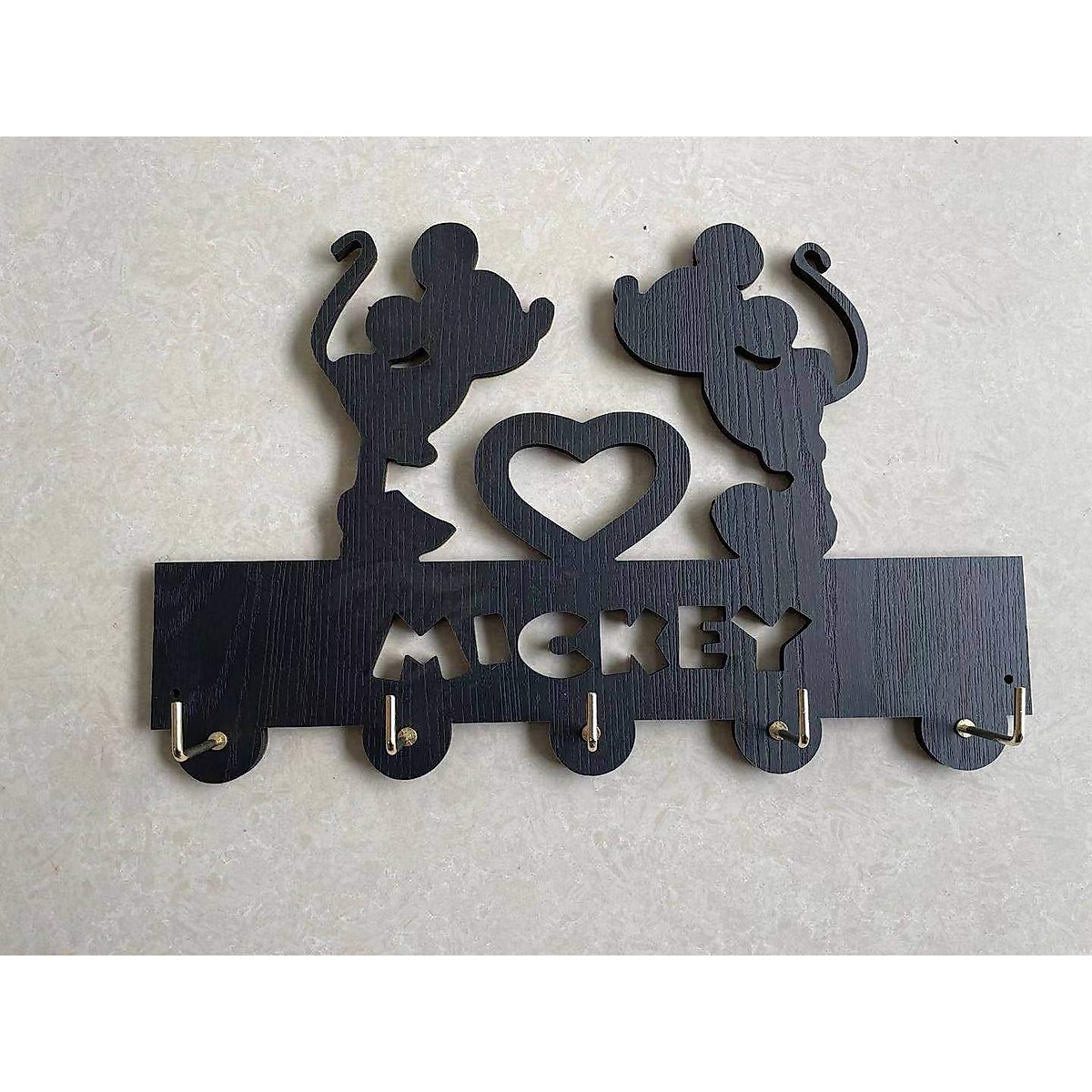 KL Mick Door Hooks,Disney Mickey Mouse Cartoon Animation Coat Hooks,Key Holder,Key Hanger for Wall、Entryway and Living Room,Gift,5 Hooks Holder (a5)