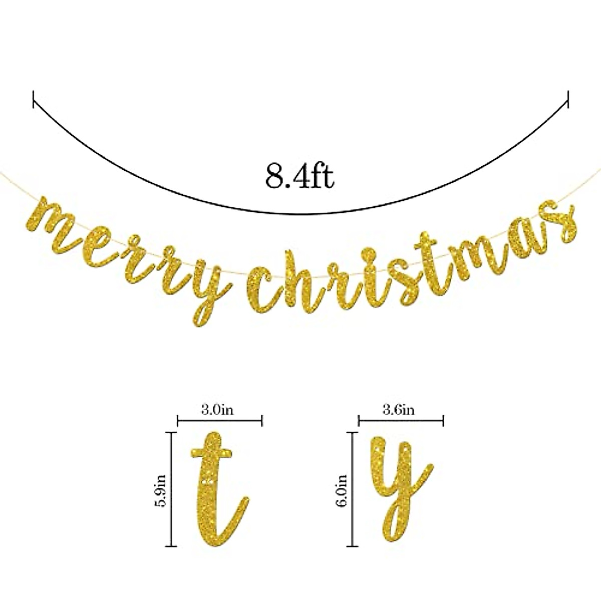 Talroine Glitter Merry Christmas Banner, Holiday Party Garland Bunting, Christmas Party Decoration Supplies