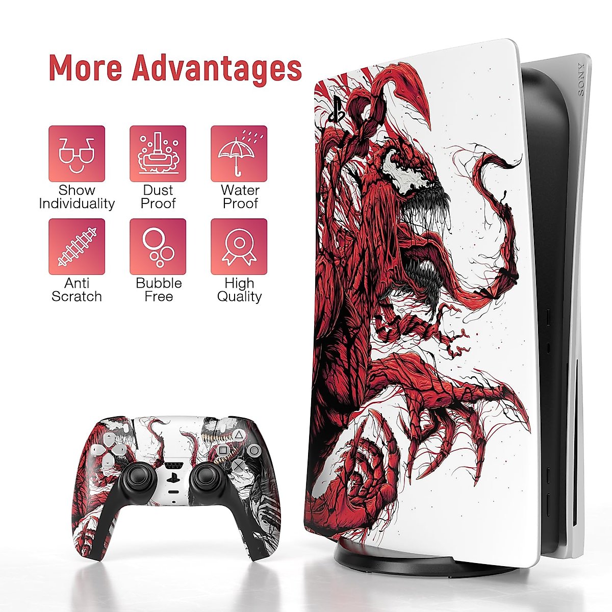 TESSGO PS 5 Skin Disc Edition Anime Console and Controller Vinyl Sticker, Durable, Scratch Resistant, No Bubble, Precisely Line Up, Compatible with Play S tation 5