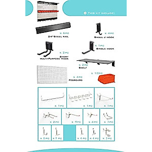 Ultrawall Pegboard Wall Organizer, 48X 36 inch Garage Storage Pegboard with Hooks Storage Bins Tool Board Panel Tool Organizer