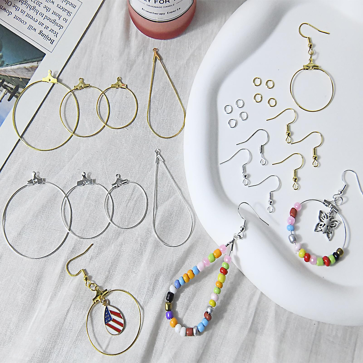 XKCWXY 483Pcs Earring Making Kit with Beading Hoop Earring Finding Component Accessories,Earring Hooks,Jump Rings,Earring Backs for Jewelry Making DIY Craft