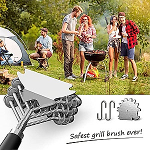 Grill Brush and Scraper Bristle Free, Strong Handle Complete Grill Cleaning Set for Outdoor Grill, BBQ Accessories with Hanging Hook BS5219