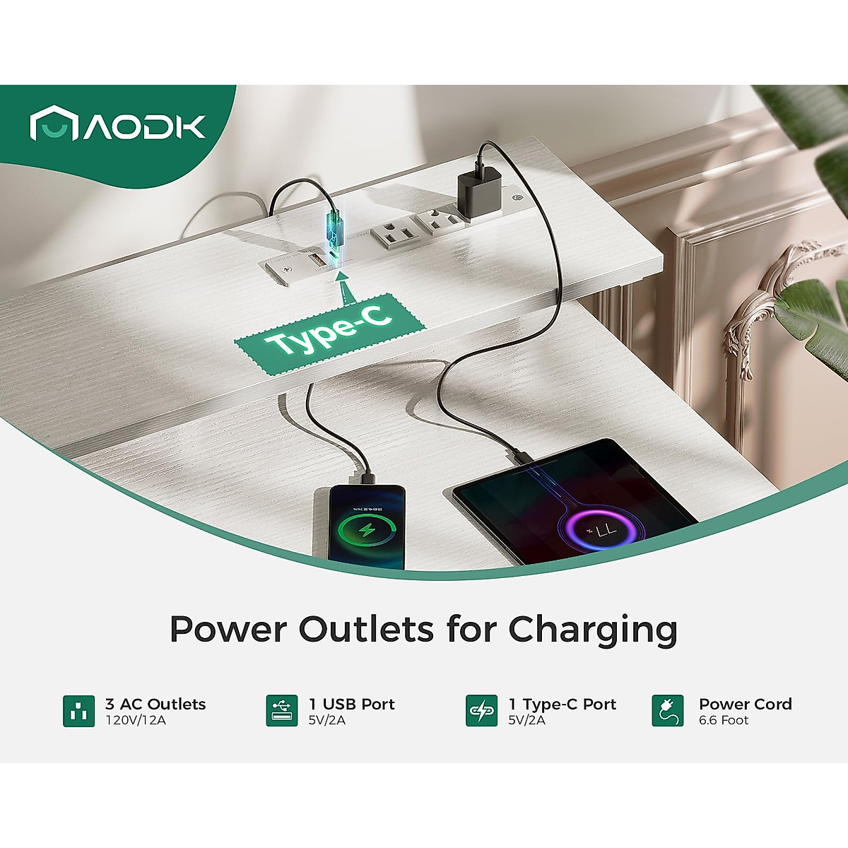 AODK Small Computer Desk with Keyboard Tray, 40 Inch Office Desk with Power Outlet, Work Desk with Drawer, Reversible Desk with Adjustable Monitor Shelf and Storage Shelf for Home Office, White