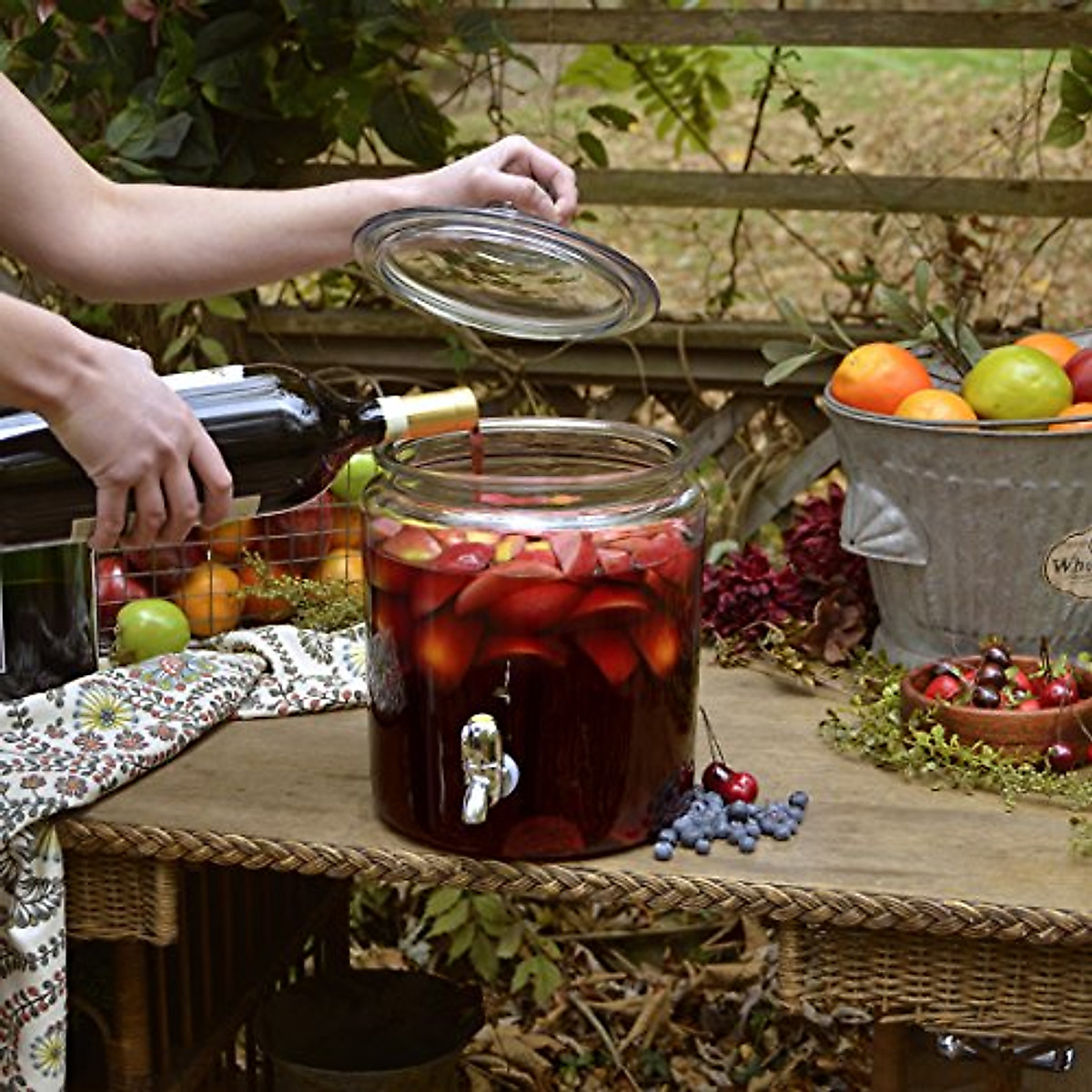 Anchor Hocking 2 Gallon Heritage Hill Beverage Dispenser with Lid (2 piece, all glass, dishwasher safe)