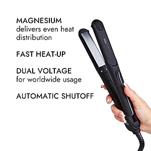 Ion Magnesium Flat Iron 1 Inch, Optimal Heat, Ceramic Tourmaline, Patented Korean Magnesium Technology