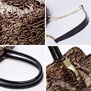 FEIMINA Genuine Leather Tote Bag, Leather Purse for Woman, Top Handle CrossBody Bag Patent Leather Shoulder Bag with Strap