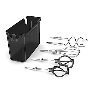 BLACK+DECKER MX600B Helix Performance Premium 5-Speed Hand Mixer, 5 Attachments + Case, Black