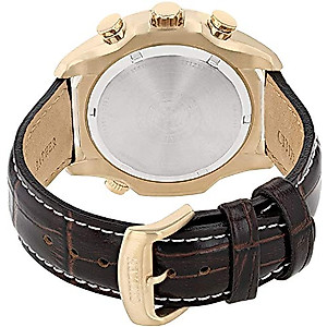 Citizen Men's Eco-Drive Weekender Brycen Chronograph Watch in Gold-tone Stainless Steel, Brown Leather strap (Model: BL5403-03X)