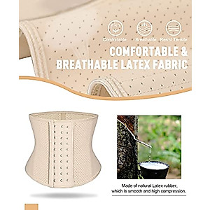 FeelinGirl Women Short Torso Latex Waist Trainer Corset Waist Trainer Breathable Waist Trimmer Hourglass